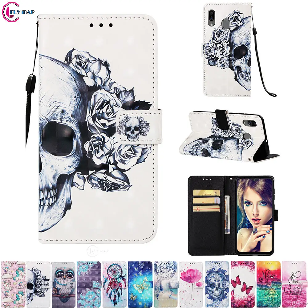 3D Case for Samsung Galaxy A20 A30 2019 Flip Carteira de Couro da Tampa ...