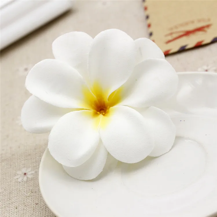Cloth Hawaiian Plumeria Frangipani Artificial Lint Flower Heads Wedding ...