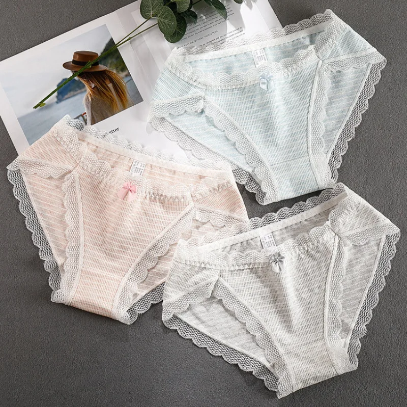 Spiral Pattern Seamless Women Underwear Cotton Sexy Lace Cute Lovely
