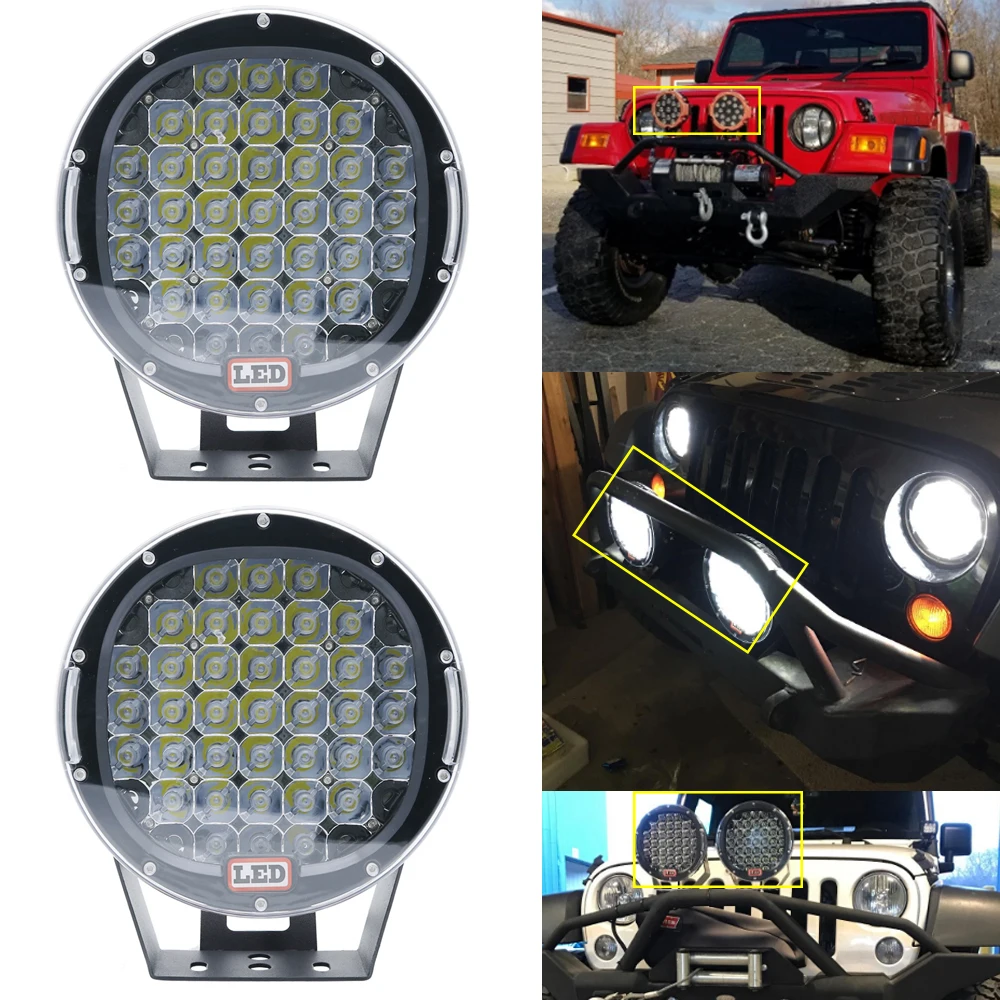 9 Inch 185w Round Led Work 4wd Light Bar Headlights Offroad Lamp