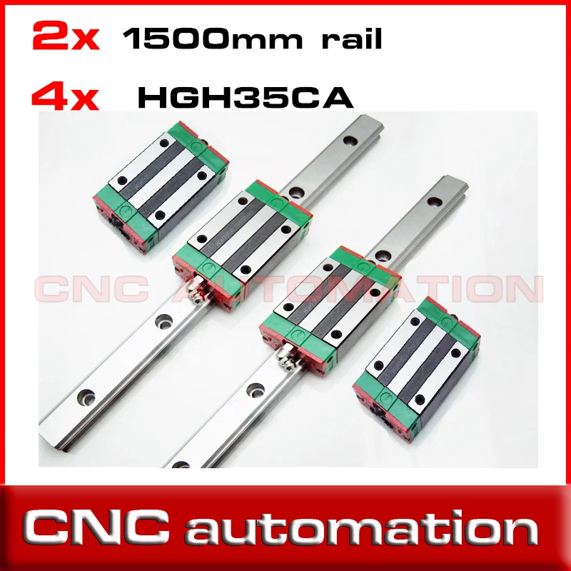 New 35mm Linear Guide 2pcs Hgr35 L 1500mm Linear Rail And 4pcs Hgh35ca Or Hgw35ca Linear Block ...