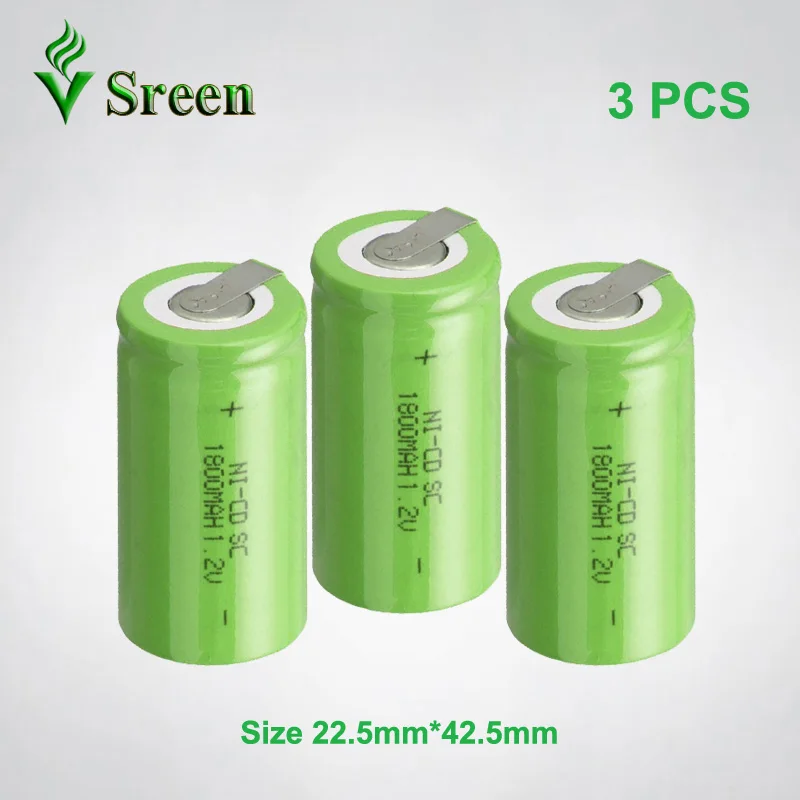 Rechargeable Battery Cell 1.2V NI CD SC 1800mAh With Nickel Sheet DIY to 3.6V 4.8V 7.2V 9.6V Ni ...