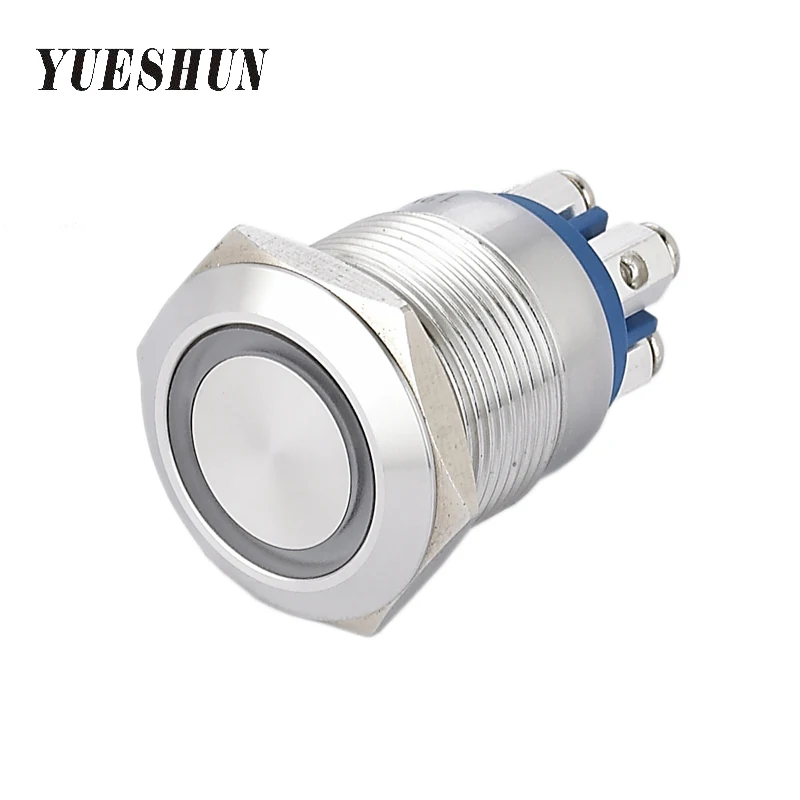 Yueshun 19mm Switch 10 Pcs Flat Round Front Shape Push Button Switches ...
