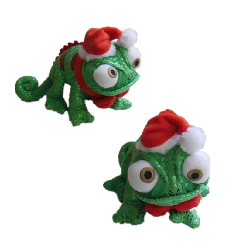 Tangled 6.4 Inch Plush Figure Chameleon Green Pascal Wear a Santa Hat ...