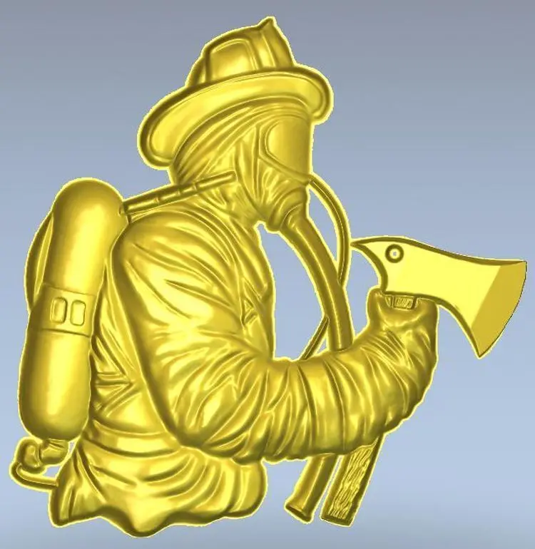 3d Model Relief For Cnc In Stl File Format Firefighter In Wood Routers
