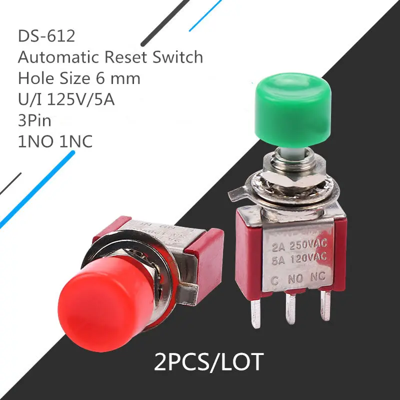 2PCS SC105 DS 612 Automatic Reset Switch Hole Size 6 mm U/I 125V/5A ...