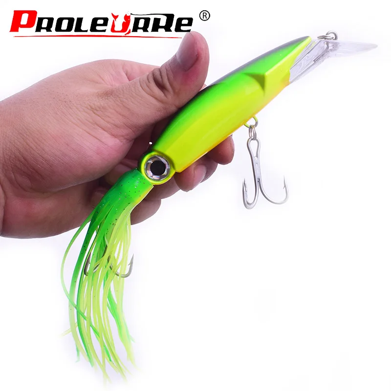 1Pcs 23cm 44g Big Squid Fishing Lures Deep Sea Bass Lure Silicone Skirt ...