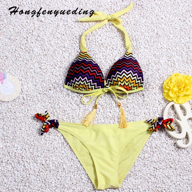 Hongfenyueding Swimwear 2017 Swimsuit Brazilian Bikini Solid Thong ...