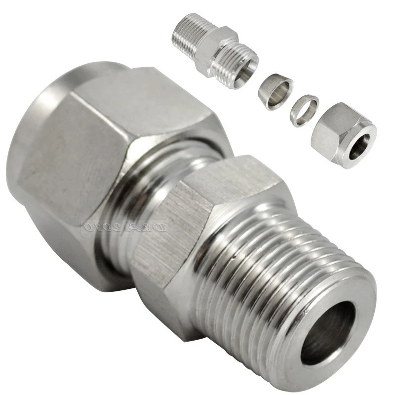 2Pcs 1 2 BSP Male Thread X 6mm OD Tube Compression Double Ferrule Tube 2Pcs 1 2 BSP Male Thread X 6mm OD Tube Compression Double Ferrule Tube