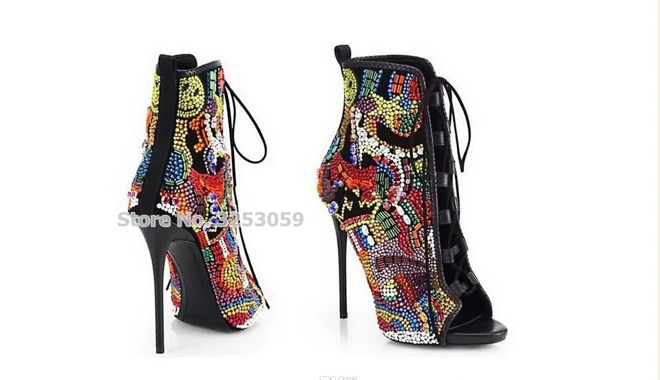 Colored High Heel Ankle Boots