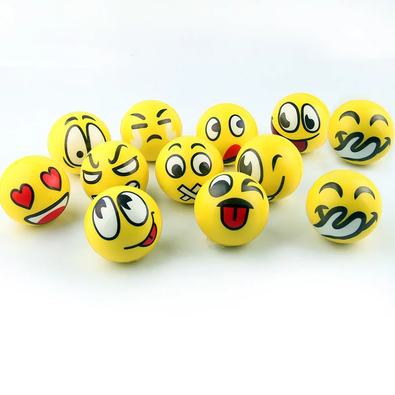 1pcs 6.3cm Emoji Emotion Face Stress Ball Boucing Toys For Children ...