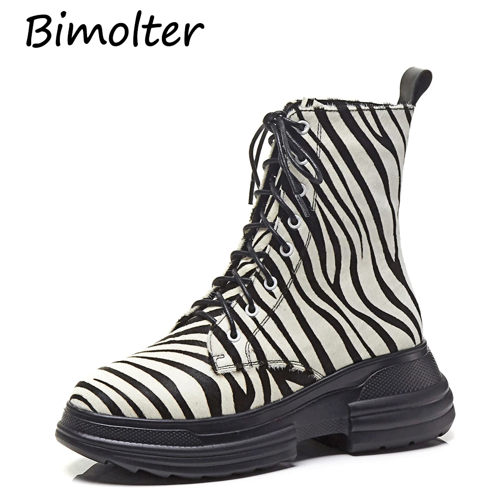 Bimolter Dedo Do Pé Redondo Sapatos Da Moda Crina Zebra Lace up de ...