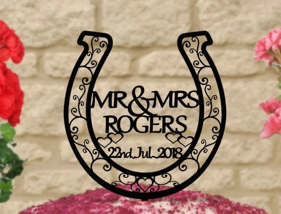 Horseshoe Wedding Cake Toppers