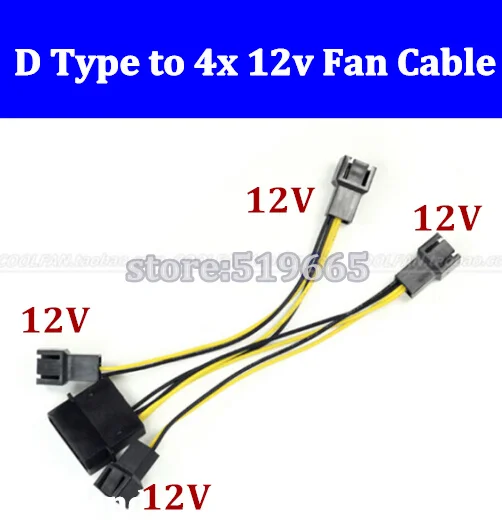 30pcs D Type 4Pin IDE male to 4 way 12v 12V 12V Power Connector Adapter ...