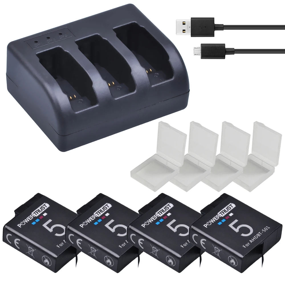4Pcs 1600mAh AHDBT-501 AHDBT501 Battery for Gopro Hero 5/6 battery