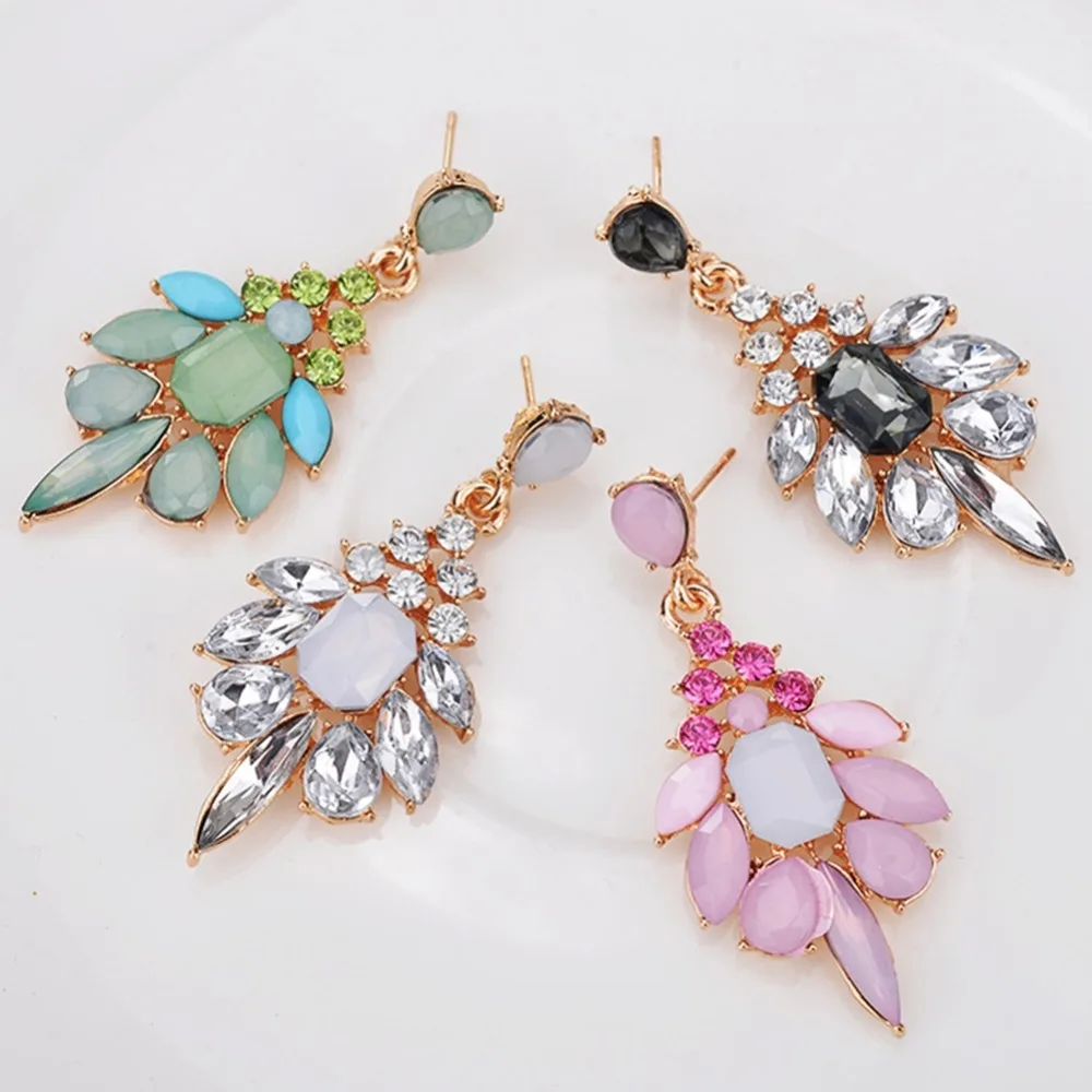Elegant Fresh Jelly Color Crystal Long Dangle Drop Earrings For Women ...