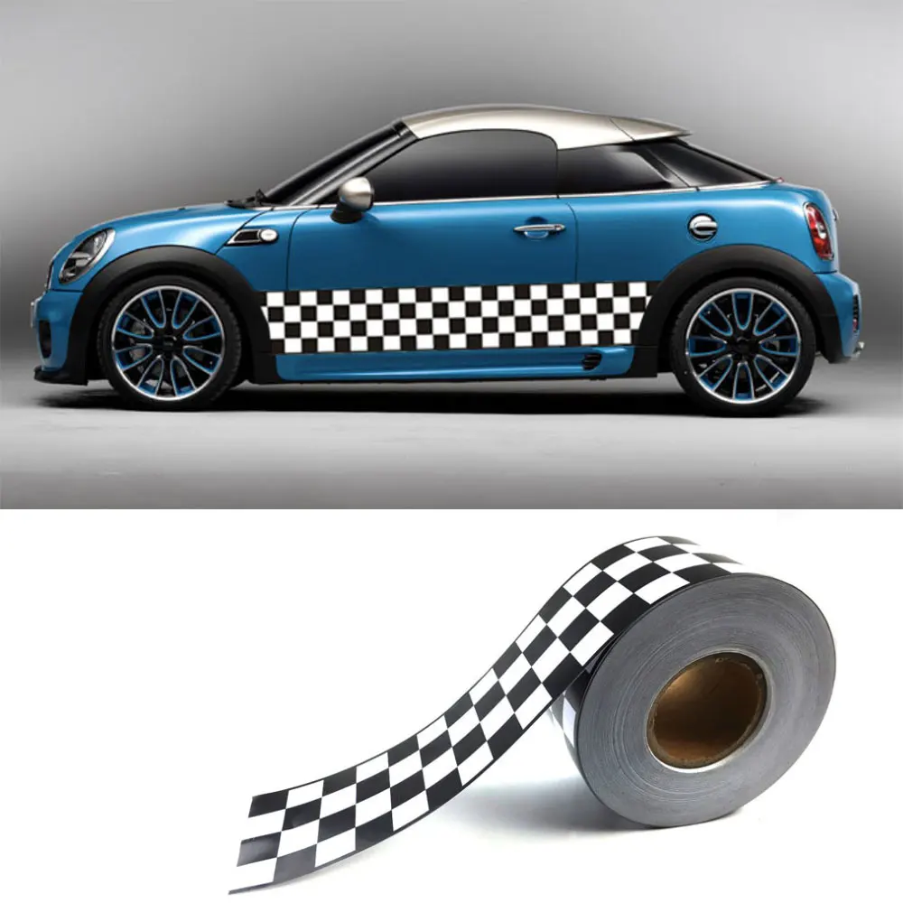 10cm width Plaid Flag F1 Rally Racing Sticker waterproof Anti scratch ...