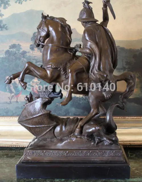 Saint George Dragon Slayer Military Saint Roman Soldier Bronze Marble ...