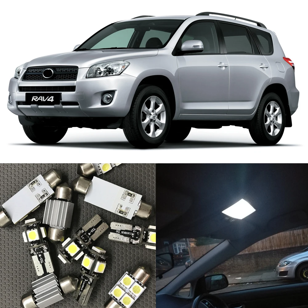 10pcs White Car Interior LED bulbs Kit For 2006-2012 Toyota RAV4 Map ...