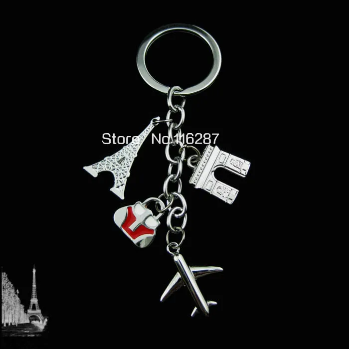 Metal key ring Paris Eiffel Tower for women men The arc DE triomphe ...