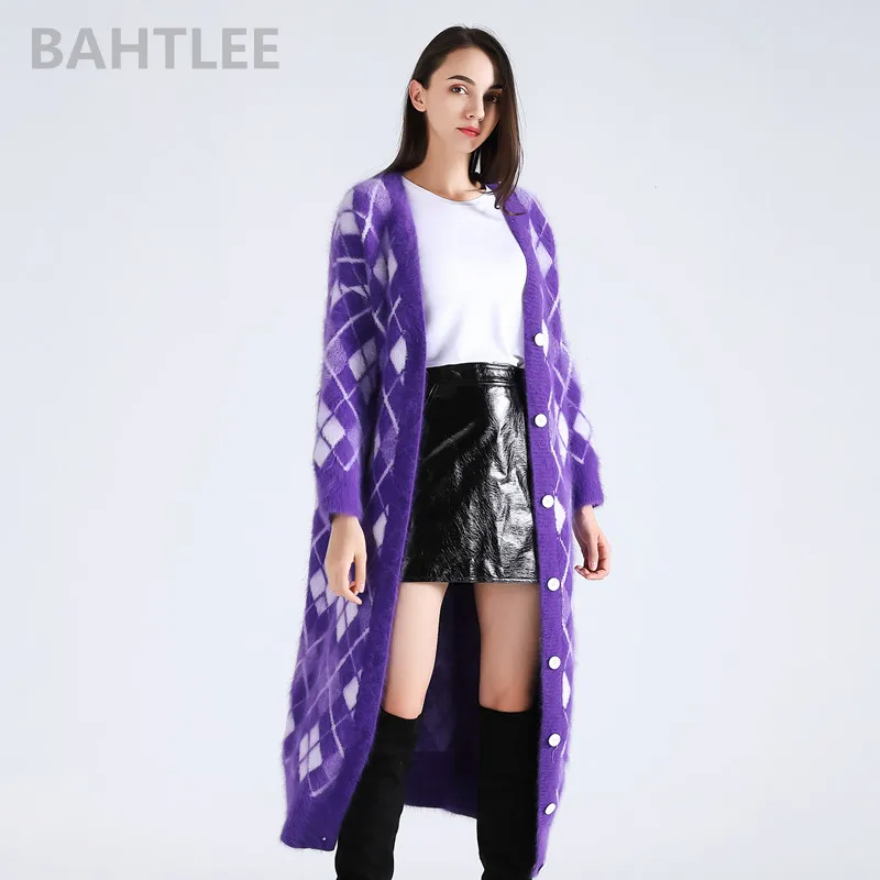 BAHTLEE-Women's Angora Surper Long Cardigans, Knitting Sweater, Mink ...