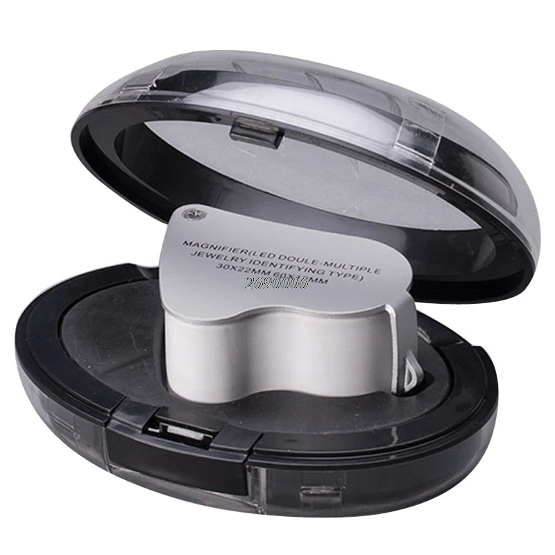 60X 30X Glass Magnifying Magnifier Jewelry Loop Loupe with LED Light-in ...