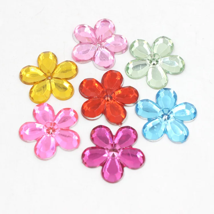 Free Shipping 12pcs/Lot 21mm Flower Design Acrylic Rhinestone Flat Back ...