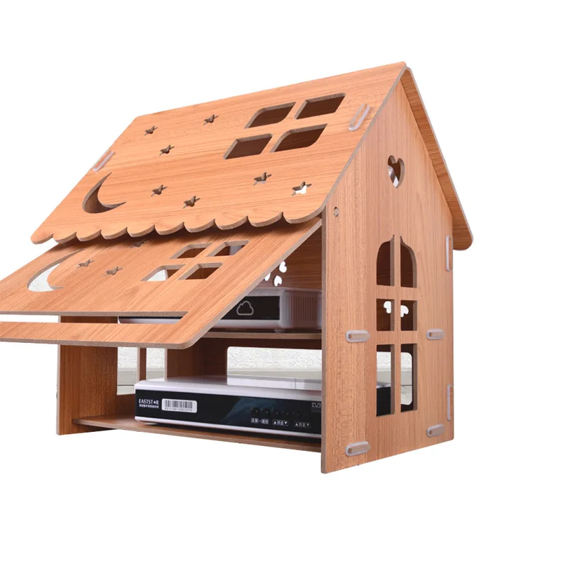 Wood Routers Storage Box Racks For WIFI Router Hang Wall Cable Hanging ...