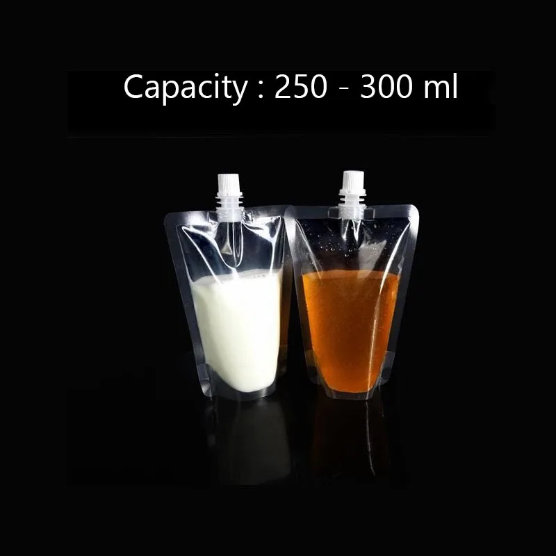 50~100 Pieces Stand Up Plastic Beverage Packaging Bag Clear Drink