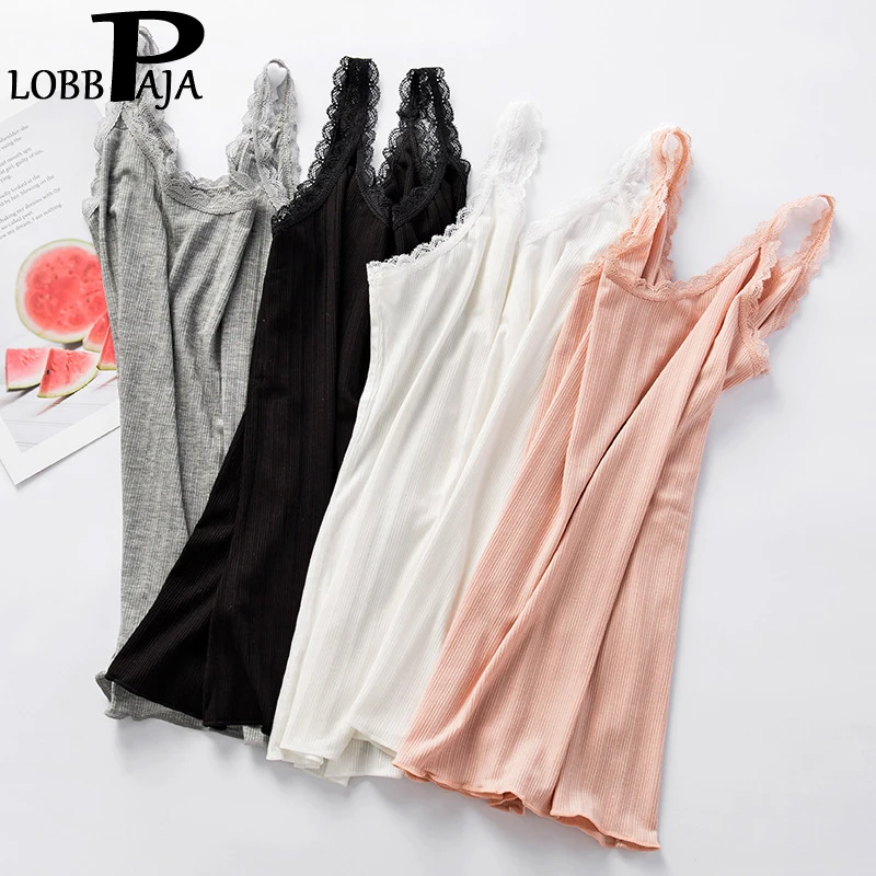 Lobbpaja Women Camisoles Tanks Sexy Lace Modal Solid Summer Spring