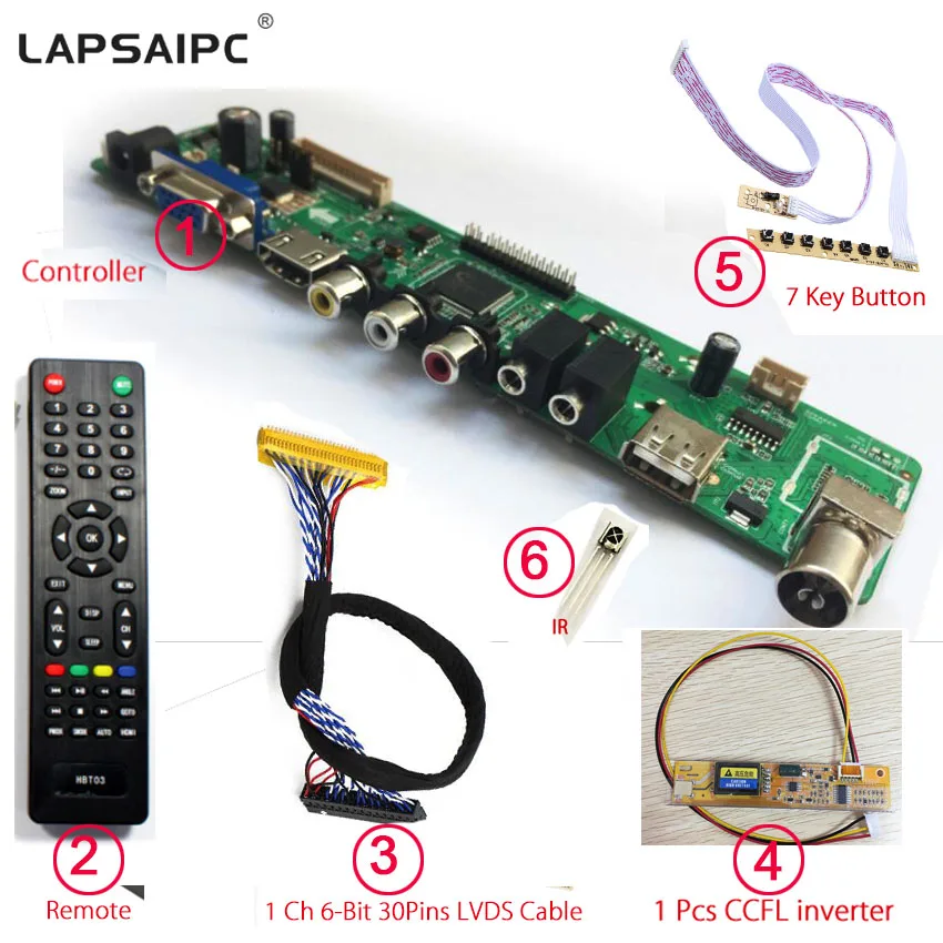 Lapsaipc V56 Universal LED TV Controller Driver Board Support 1920*1080 ...