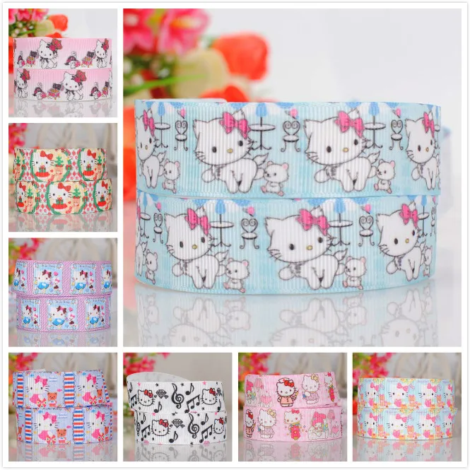 50% sales 5/10/20 yards Japanese cartoon hello kitty ribbon pattern ...