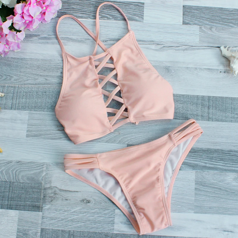Kailindi Solid Micro Bikinis Set Sexy Backless Women Swimsuit Deep V
