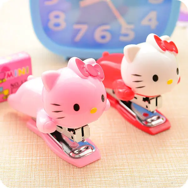 1 pcs.Cartoon Mini Kitty cat Stapler set.Portable Office School ...