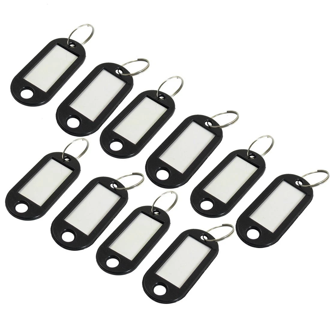 New Black Plastic Key Chain / ID Tag 10 Pieces Silver One Size-in Badge ...