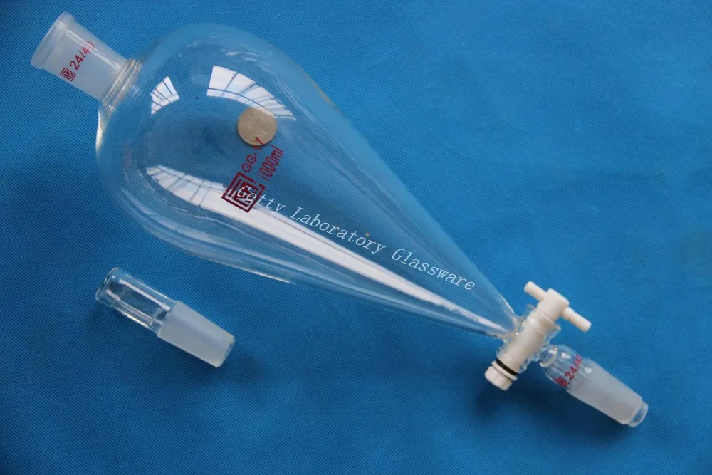 1000ml Pyriform Separatory Funnel, With Glass Stopper, 24/40 Joint,ptfe ...