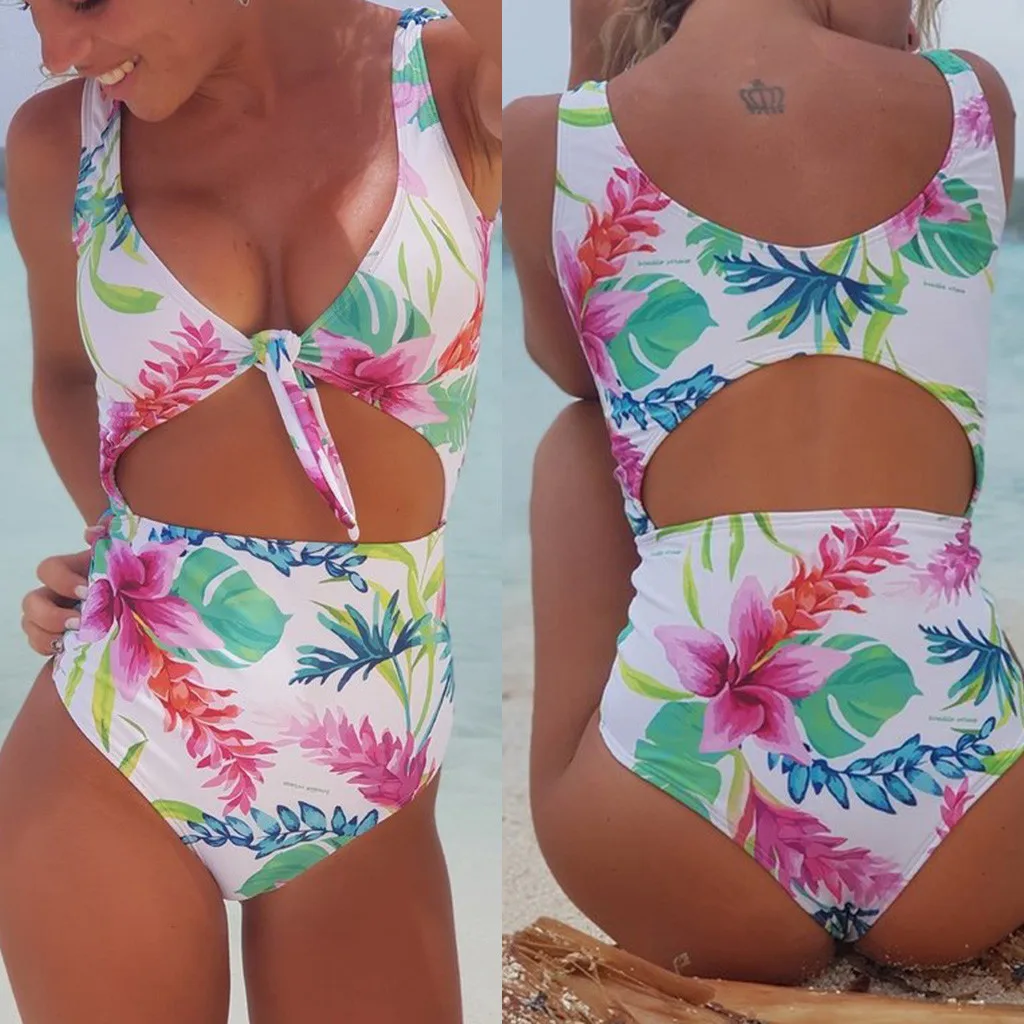 MUQGEW Ретро стиль бикини с высокой талией женский купальник бикини цветочный принт купальники ...