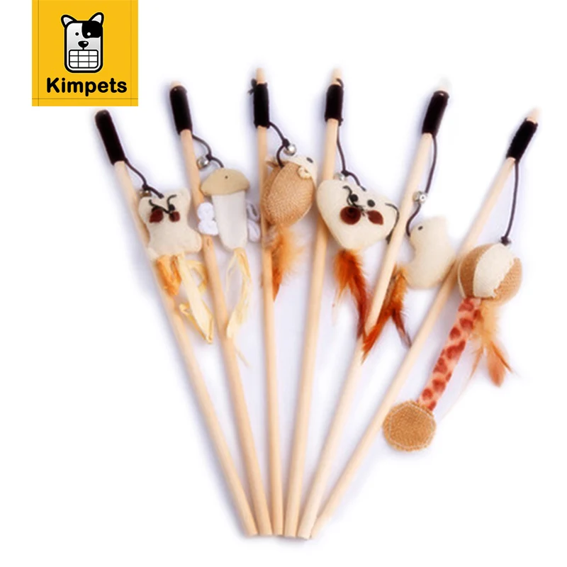 Cat Toy Pet Toys for Cat Funny Stick Interactive Toy Wooden Handle ...