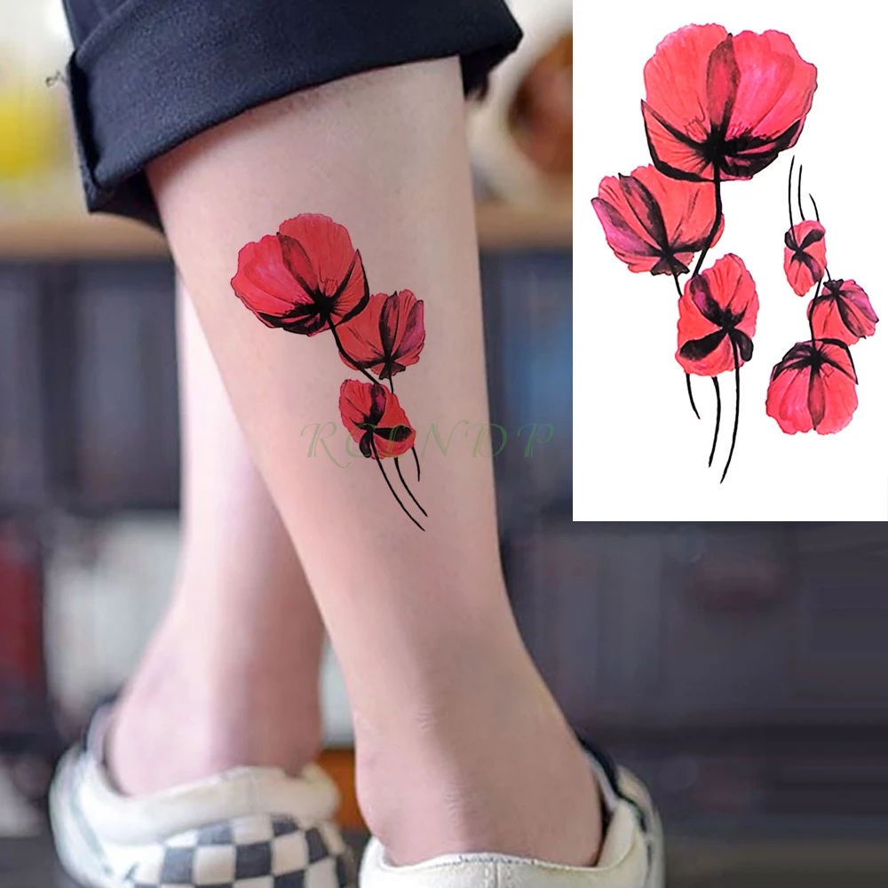 Poppy Flower Tattoo On Foot