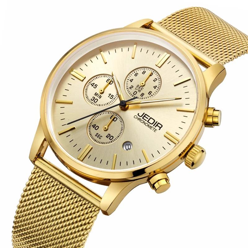 2016 New Fashion Gold Watches 18K Men Wide Chain Quartz Wrist Watch ...