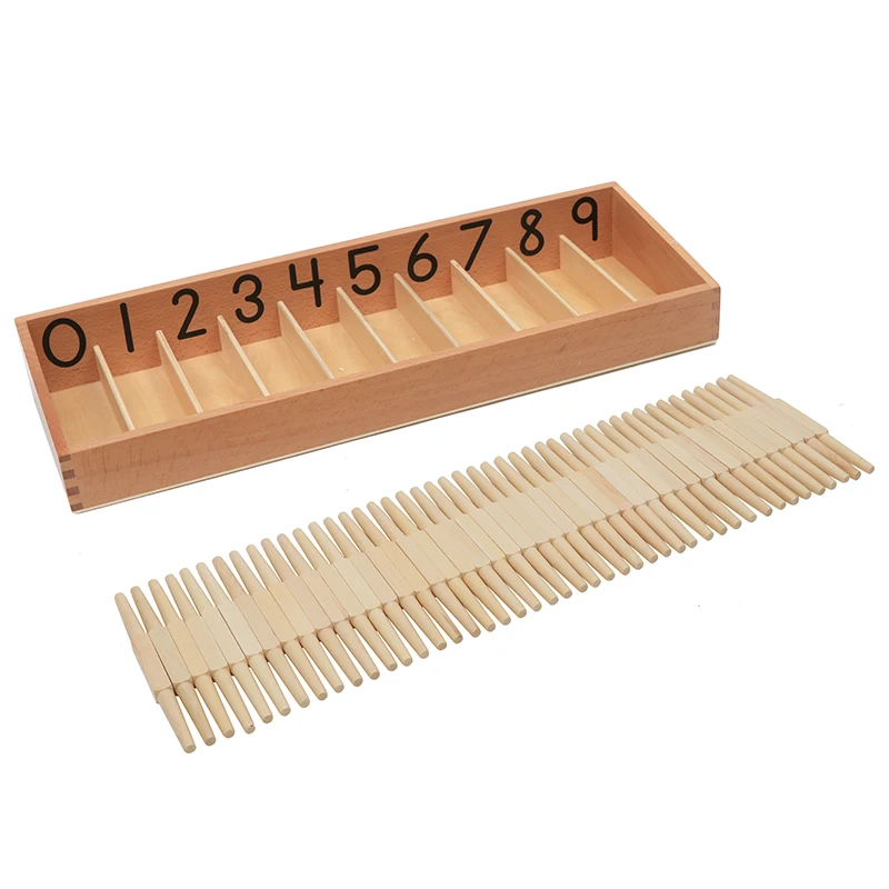 Baby Toy Montessori Standard Spindle Box With 45 Spindles Math Learning ...