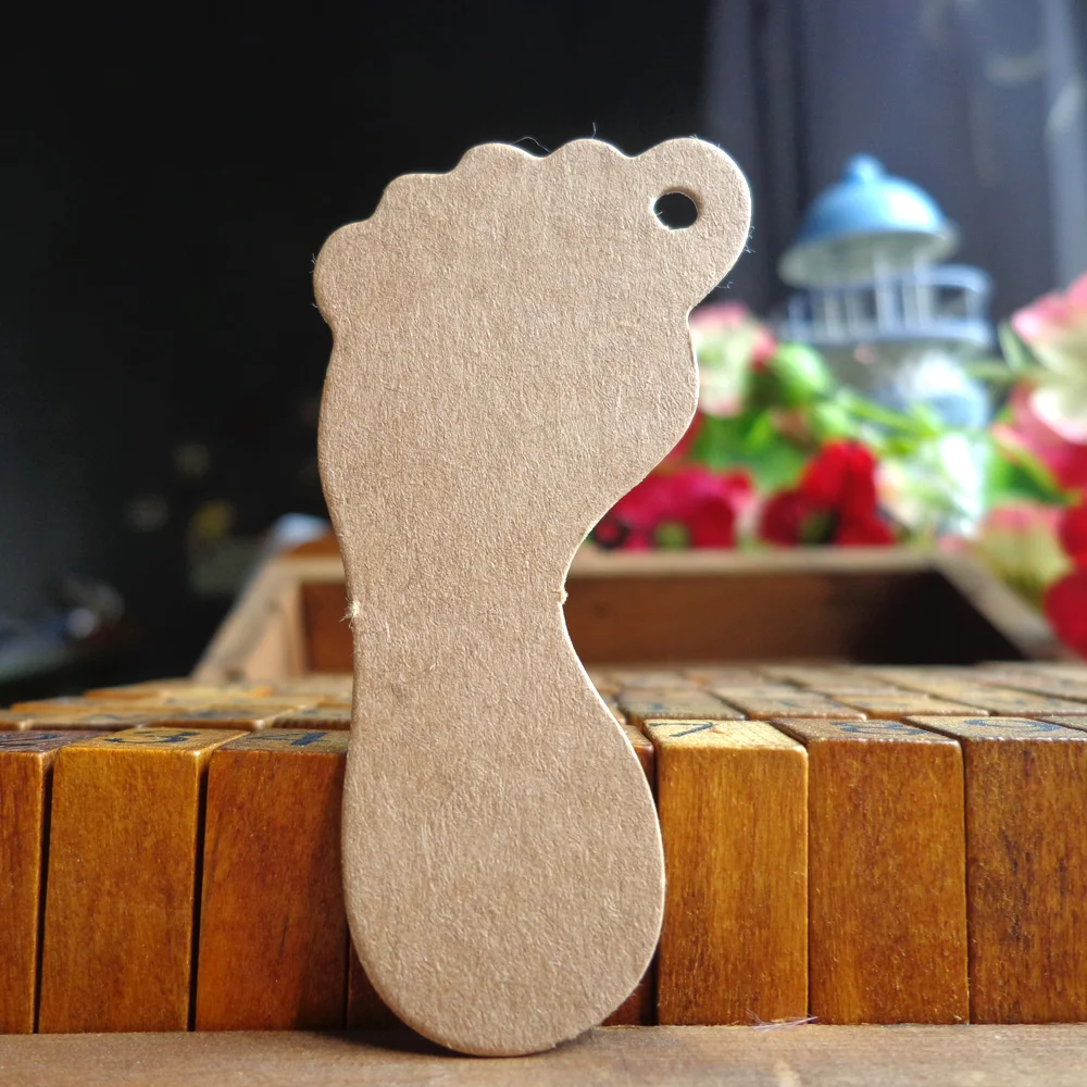 100pcs DIY Footprint Design Kraft Bookmark Paper Creative Gift Tags ...
