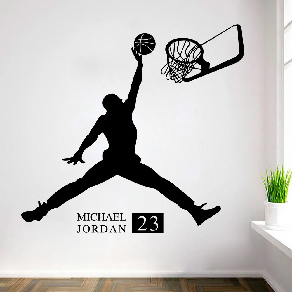 Michael Jordan Play Basketball Wall Stickers Home Decors Basketball ...