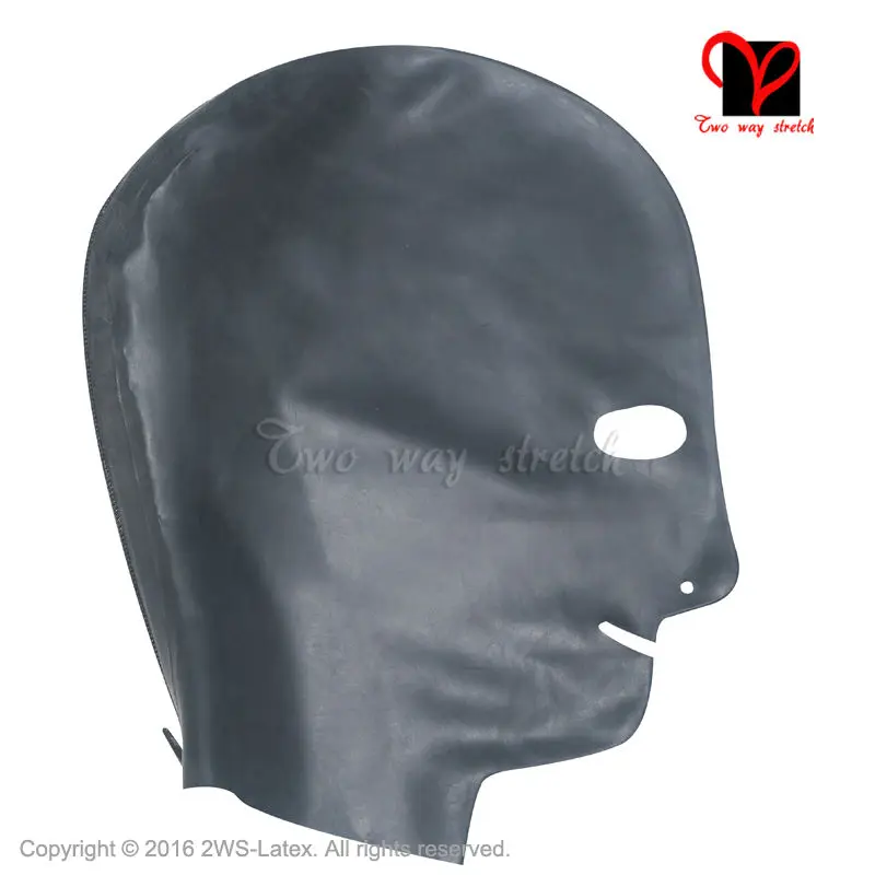 Sexy Black Latex Hoods Open nose eyes mouth Zipper Rubber Masks ...