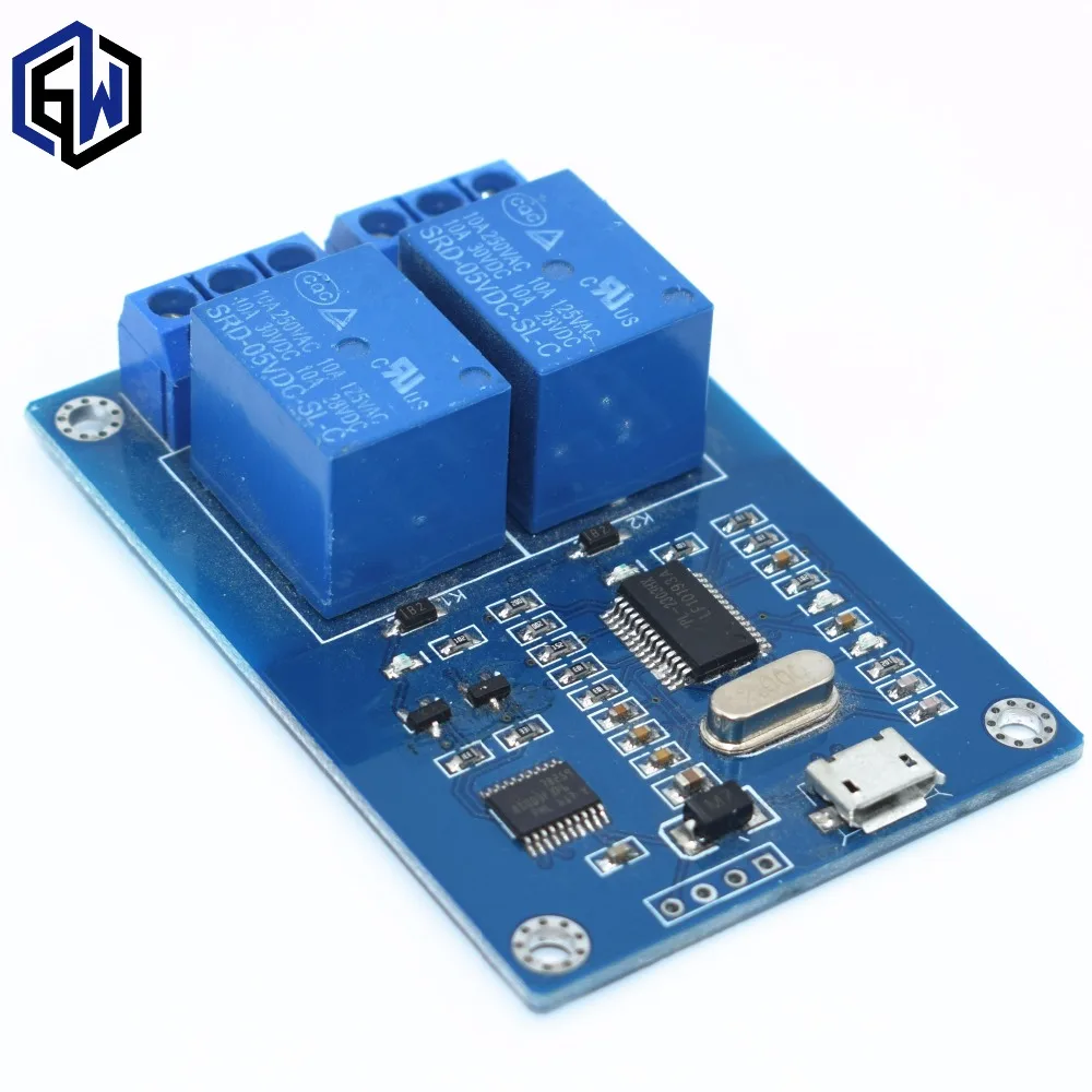 MICRO USB 5V 2-Channel Relay Module USB Control Relay Module Serial ...