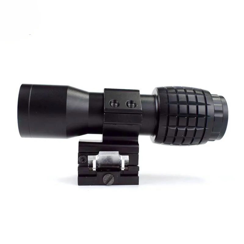 Black Color Tactical 4X Magnifier Scope Adjusted With Flip Up Mount 4X ...