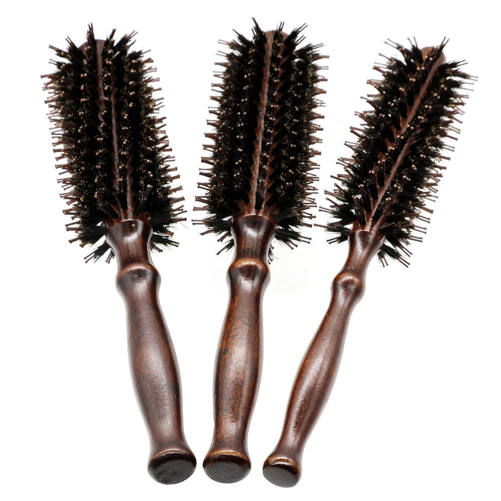 Mythus 3 Pcs/Lot Boar Bristle Wood Hair Round Brush Professional Hair ...