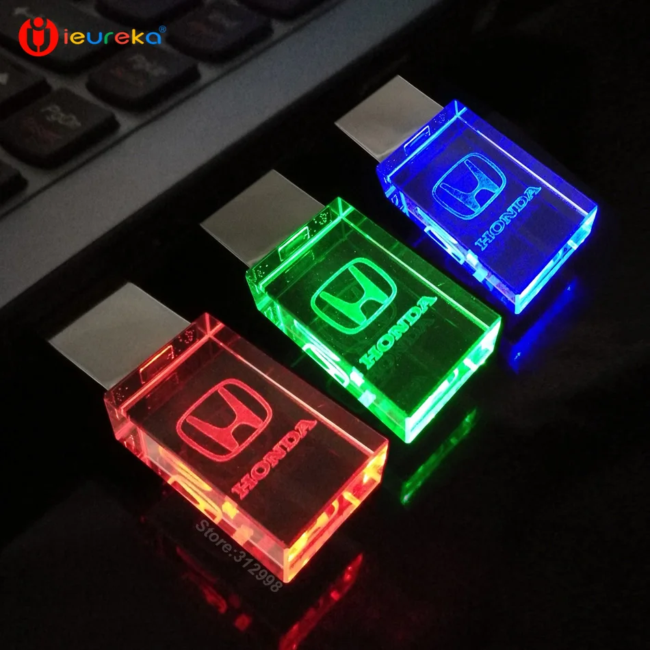 Ieureka USB, nuevo cristal transparente luz led usb flash drive para ...
