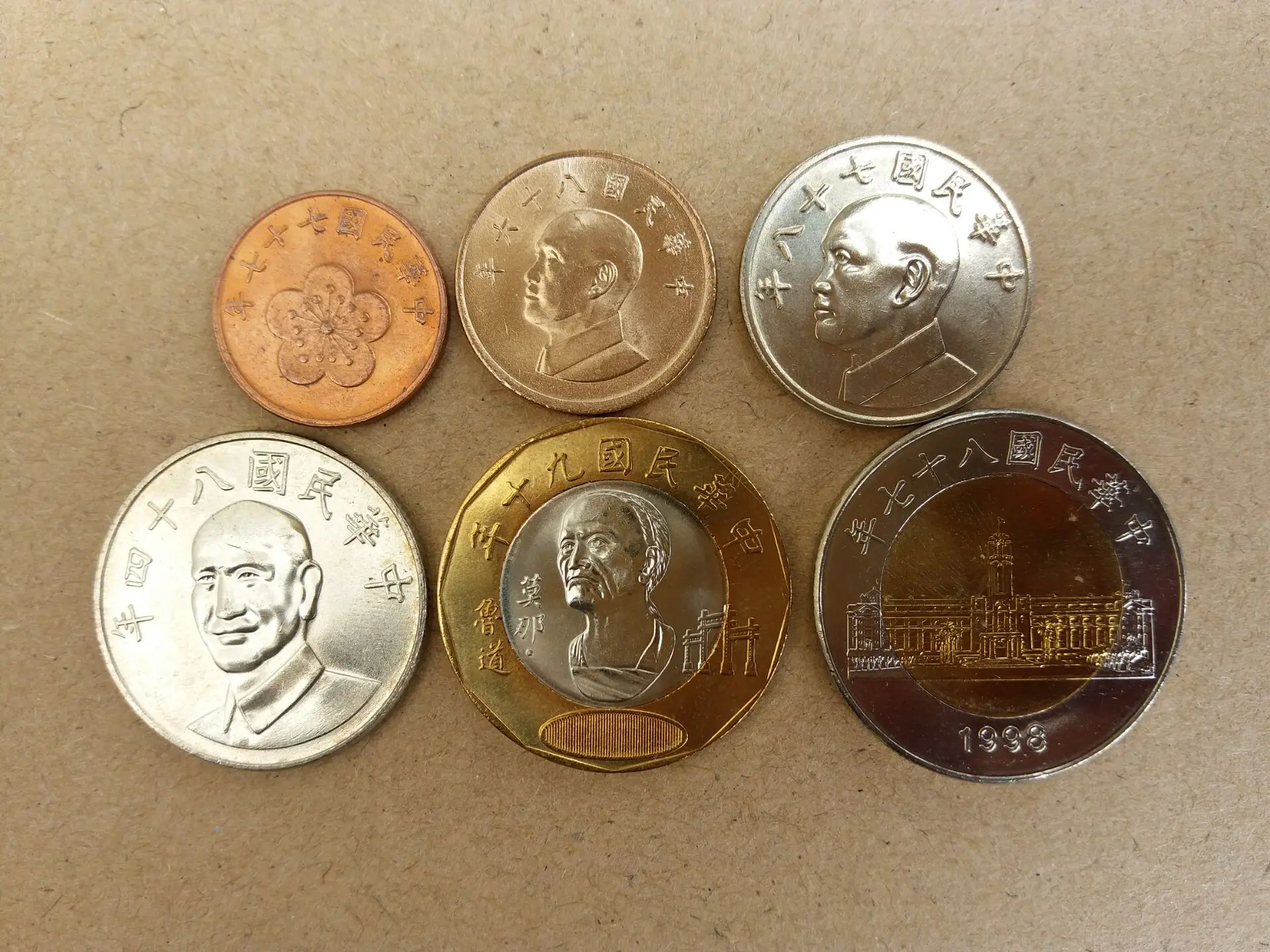 Set 6 Unids Taiwán Monedas de Monedas de La Moneda China para Recoger ...