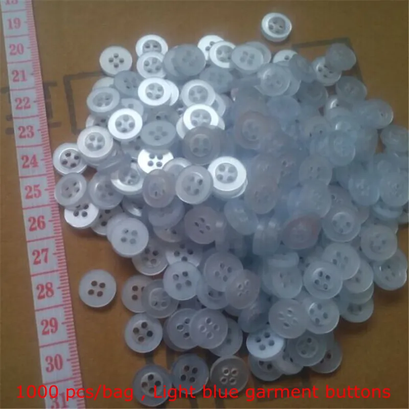 11 mm Round light blue plastic 4 holes garment buttons for shirt ...